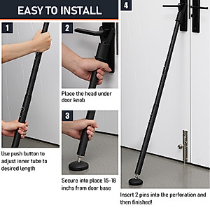 Door Security Bar, 1 1/8 inch Heavy Duty Security Bars, 35-41.7" Adjustbale Door Saftey Bar - Portbale Security Door Barricade Bar Inside (1 pc, Black) (Frosted Black)