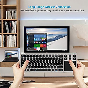 Arteck 2.4G Wireless Touch TV Keyboard with Easy Media Control and Built-In Touchpad Mouse Solid Stainless Ultra Compact Full Size Keyboard -Connected Computer, Smart TV, HTPC