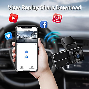 Dash Cam Front and Rear 4K+1080P WiFi Dashcams,WiFi GPS Dash Camera for Cars,170° Wide Angle,G-Sensor,Night Vision,24 Hours Parking Mode,Loop Recording,Support 256GB Max