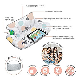 Lulyboo Baby Shopping and Grocery Cart and Highchair Cover Features iPad Cell Phone Tablet Device Clear Pockets for Toddler - Machine Washable Cover Folds Into Bag Fit Most Carts and Chairs