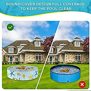 Ladadee Foldable Round Dog Swimming Pool Cover, for 48" Collapsible Outdoor Tub,PVC Coating Waterproof and UV Protection, Leakproof Washable Kiddie Pet Small Paddling Bath Accessories