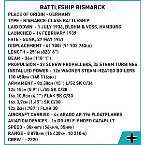 COBI Historical Collection World War II Battleship Bismarck, Executive Edition