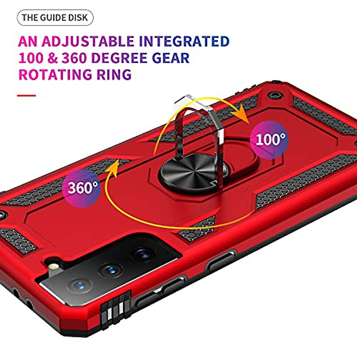 SunRemex Samsung S21 FE Case [Not Fit Samsung S21 Phone ] Galaxy S21 FE Case with Tempered Glass Screen Protector,Kickstand [Military Grade] Protective Cover for Samsung Galaxy S21 FE (Red)