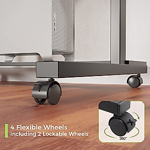 Eureka Ergonomic Height Adjustable Computer Desk, Rolling Sit Stand Desk for Home Office with Hutch, CPU Stand & Lockable Wheels, 41 inch-Black