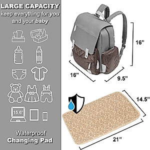 Baby Diaper Bag Backpack with Waterproof Changing Pad Ideal for Mom and Dad,Large Multifunctional Nappy Changing and Travel Bag For Boys and Girls with Stroller Connector and Laptop/Tablet Pockets