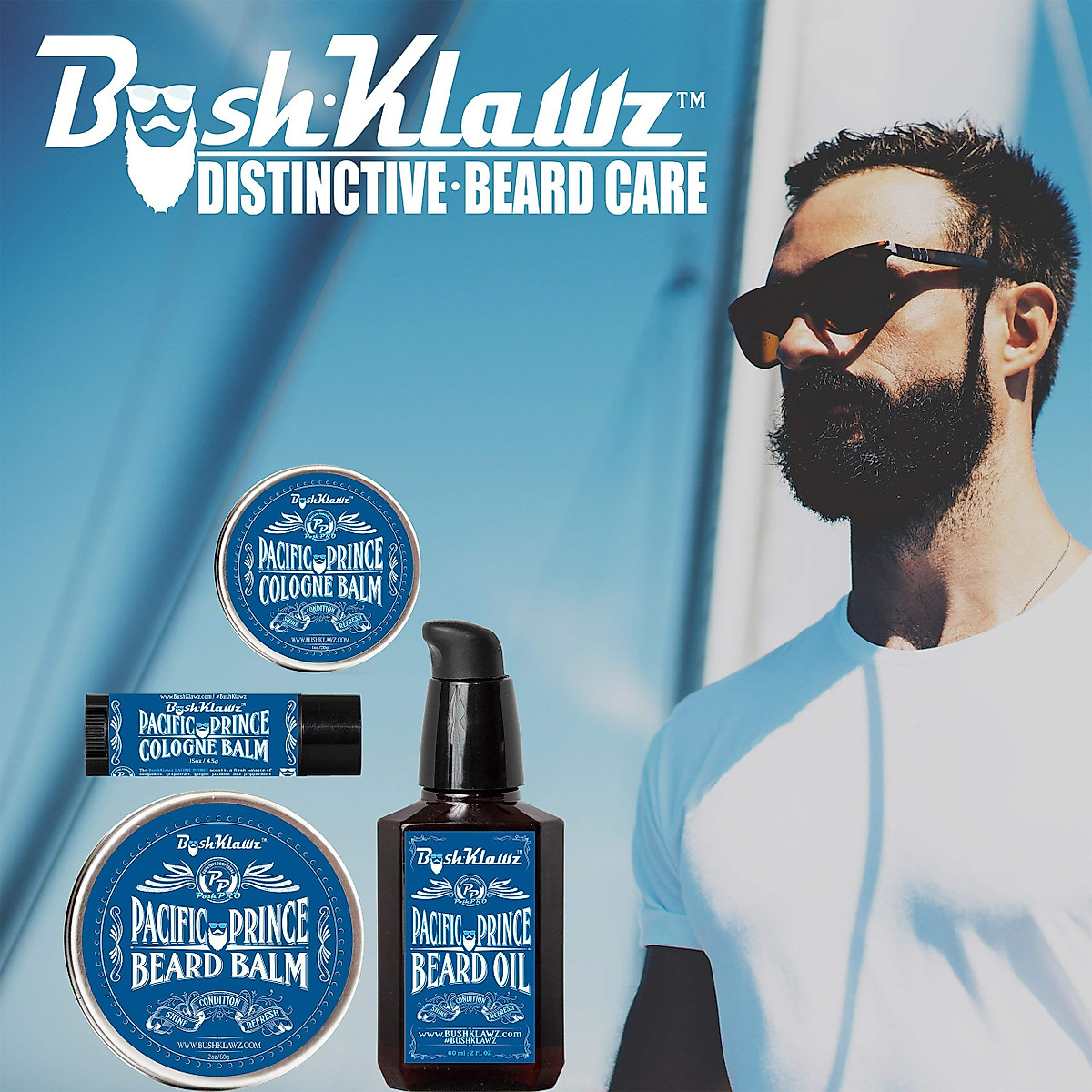 BushKlawz Pacific Prince Travel Solid Cologne Balm - Fresh Midnight Ocean Breeze Aquatic Scent Alchohol Free Travel Size Pocket Cologne Stick Fragrance Gift for Men