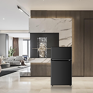 Saeoola Mini Fridge with Freezer, 3.2 Cu.Ft, 2 Doors Compact Mini Refrigerator with Separate Freezer for Dorm, Bedroom, Office, Apartment with 7-Level Temperature Control, Removable Shelves (Black)