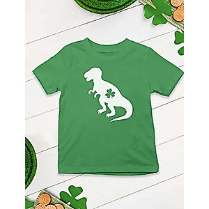 St Patrick Shirt for Boys Pattys Day T-Rex Leprechaun Toddler Kids T-Shirt 5T Green