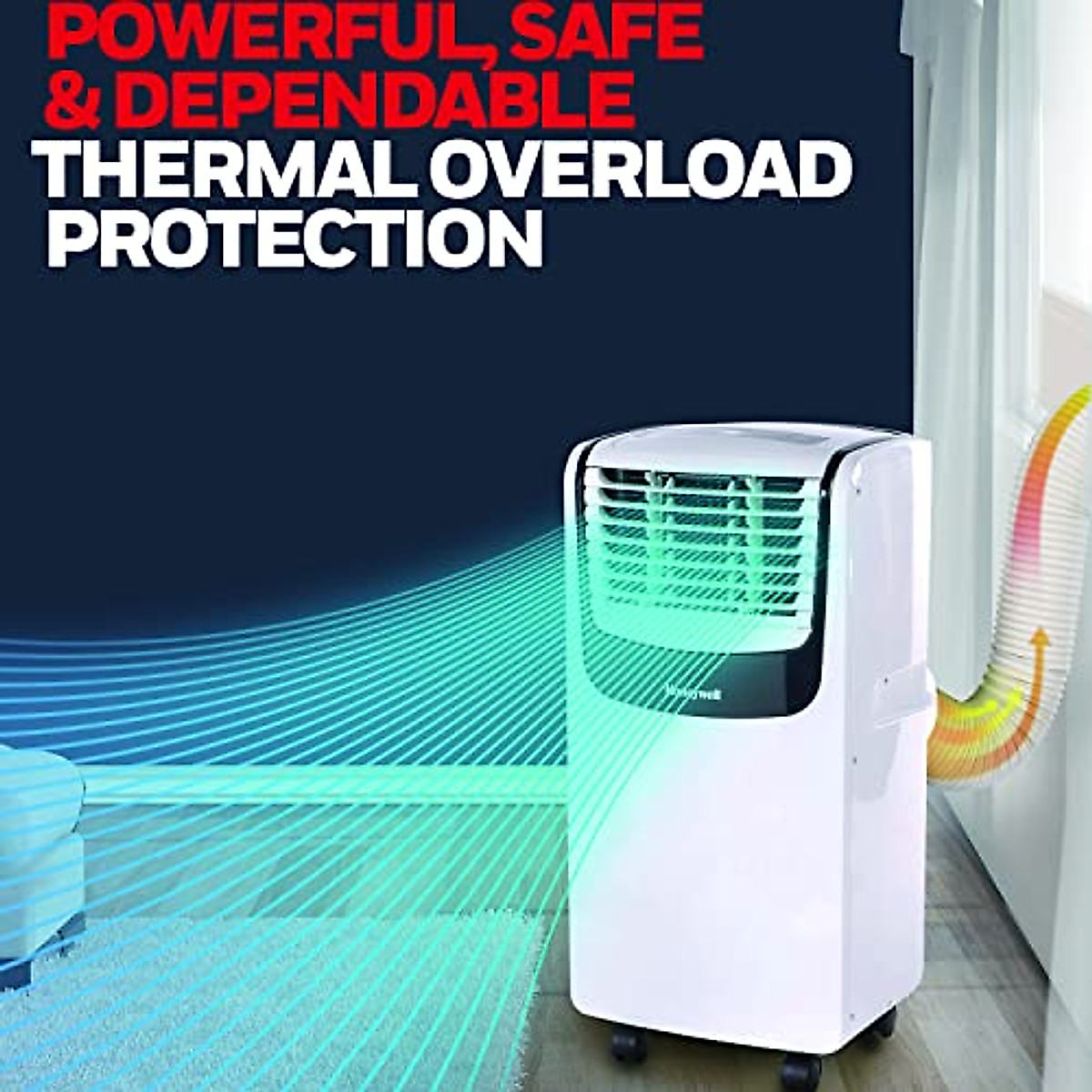 Honeywell MO08CESWK6 9,100 BTU (ASHRAE)/6,100 BTU (SACC) Portable Air Conditioner with Remote Control, White/Black