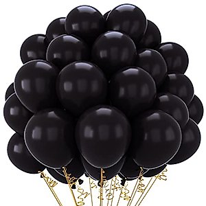 70Pack 12 Inch Matte Black Latex Balloons for Black Party Supplies Birthday Decorations Graduation Decor Halloween Decorations