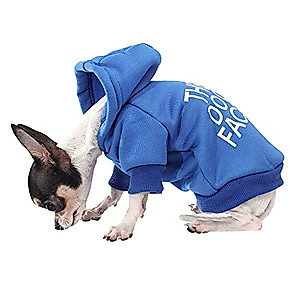 Hozz Chihuahua Dog Hoodie Clothes Cute Small Sweatshirt Warm Clothes Sweaters for Puppy Dogs Blue L