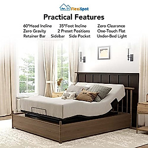 FLEXISPOT S3 Adjustable Bed Frame Base Queen, Wireless, 5 Minutes Quick Assembly, Zero Clearance, Zero Gravity, Whisper Quiet Durable Motor, Mattress Holder, Anti Snore, Best Gift for Family