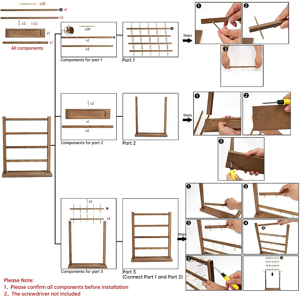 ZYP Earring Display Stand, Wood Organizer for Retail Store, Portable Table Displays for Jewelry Storage, Ideal for Home or Business