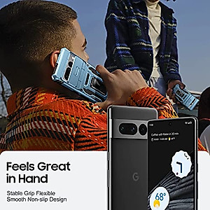 KOVASIA for Pixel 7 Pro Case, Shockproof Bumper Case for Pixel 7 Pro, with Ring Holder Kickstand for Google Pixel 7 Pro Case, Heavy Duty Protection with Sliding Camera Cover for Pixel 7 Pro, Sky Blue