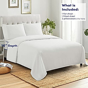 Queen Size Sheets 100% Cotton Made in Egypt Soft 400 Thread Count for Queen Size Bed Mattress, 4 Pieces Bedding Sheets & Pillowcases Sets, Queen, White