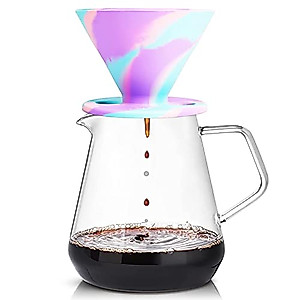 Qullai The Original JavaFlex Premium Foldable Silicone Pour Over Coffee Maker and Storage Pouch. Uses #2 V60 Cone Coffee Filters