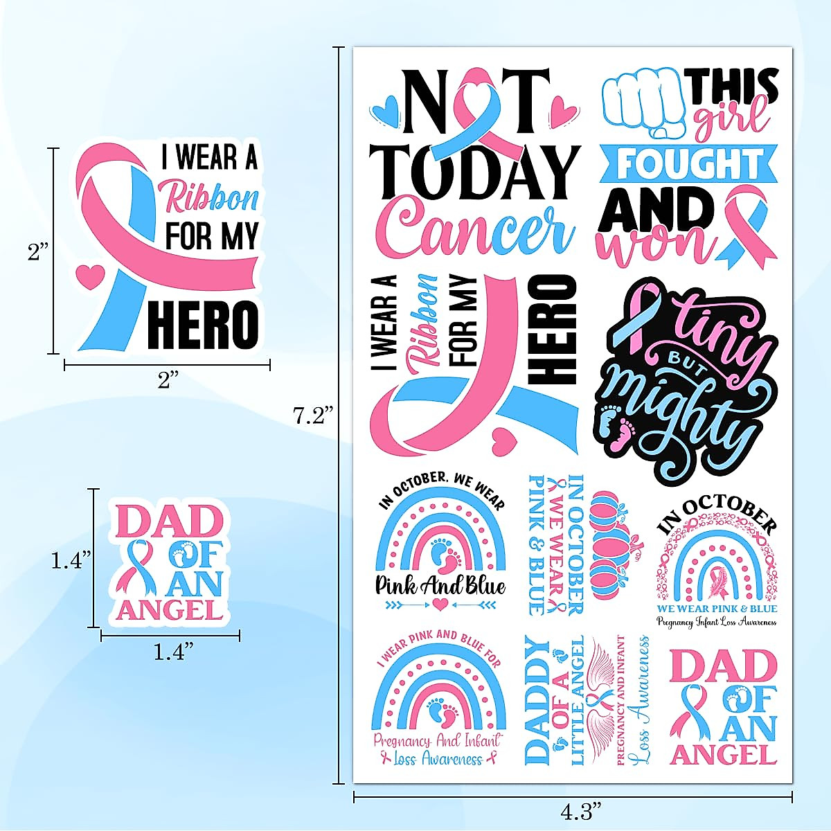 50 Pack Pcs Pregnancy and Infant Loss Awareness Stickers for Water Bottles Waterproof Vinyl Laptop Helmet Inspirational Sticker Packs Bulk Set Adults Women Aesthetic Small Decals