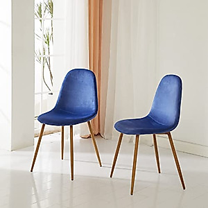 Urban Shop Velvet Dining Chair, Set of 2, Blue