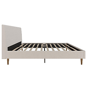 Mr. Kate Daphne Upholstered Bed with Headboard and Modern Platform Frame, Queen, Ivory Velvet