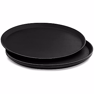 TOPZEA 3 Pack Large Restaurant Serving Tray, 16 Inch Plastic Round Serving Tray, Server Tray Non-Skid Tray Bar Tray Drink Tray Cafeteria Tray Food Serving Tray for Coffee Table, Hotel, Party