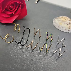 Tanreeqee 18G Double Nose Ring for Single Piercing Stainless Steel Left and Right Double Hoop Nose Ring Spiral Nose Hoops Double Nose Ring for Women Men ((I 5pcs))