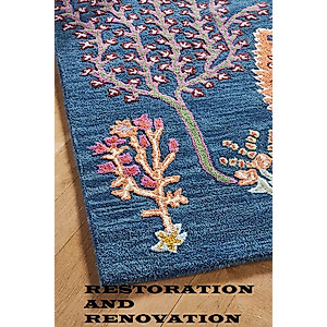 Restoration and Renovation New Summit Hand Made Area Rugs 100% New Zealand Wool Rugs (Navy, 12x9 ft)