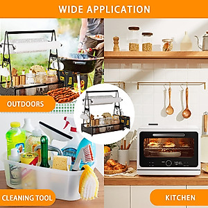 ALIKZO Large Grill Caddy, BBQ Caddy, Utensil Caddy for Camping, Condiment Caddy Silverware Holder, Utensil Holder for Party, with Handle & Paper Towel Holder, Grill Utensil Organizer