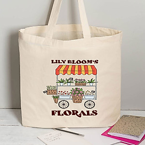 JNIAP Book Lovers Gifts Canvas Tote Bag for Women Book Tote Bag Aesthetic Literary Readers Gift Reader Bibliophile Bookworm Bag (Lily blooms tote)