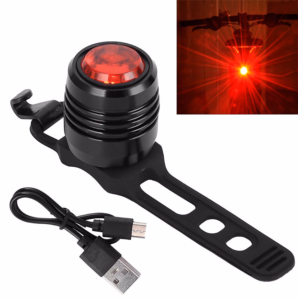 Mountain Bike LED Warning Rear Light USB Charging Taillight Cycling Accessory