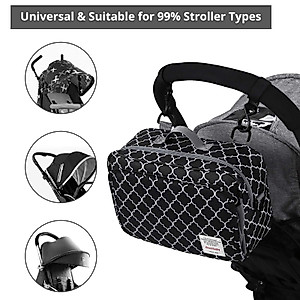 Small Diaper Bag, Mini Stroller Organizer Accessory with Wipe Pockets Caddy Parent Console with Hook Fit All Strollers, Black