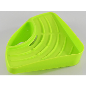 HOME-X Sponge Holder Kitchen Decor, Triangle Sink Corner Shelf - Storage Rack Suction Cup Holder Organizer for Dish Cloth Sponge Soap Cleaning Brush (Green)
