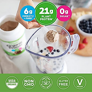 Orgain Organic Vegan Protein Powder, Creamy Chocolate Fudge - 21g of Plant Based Protein, Low Net Carbs, Non Dairy, Gluten Free, No Sugar Added, Soy Free, Kosher, Non-GMO, 2.03 Lb (Packaging May Vary)