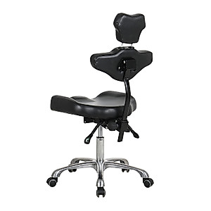 DERMALOGIC Louis Tattooist Chair Professional Hydraulic Ink Stool Adjustable Height 18”-23.5”, Black