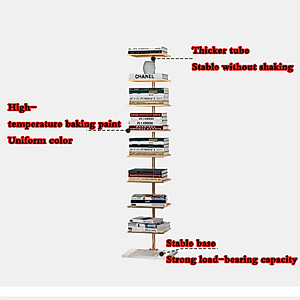 Aurorize Modern Vertical Bookshelf Tower,Floor-to-Ceiling Invisible Bookshelf,Simple Narrow Invisible Bookshelf for Small Space,for Living Room,Bedroom,Office,Gold-13.7x11x59in