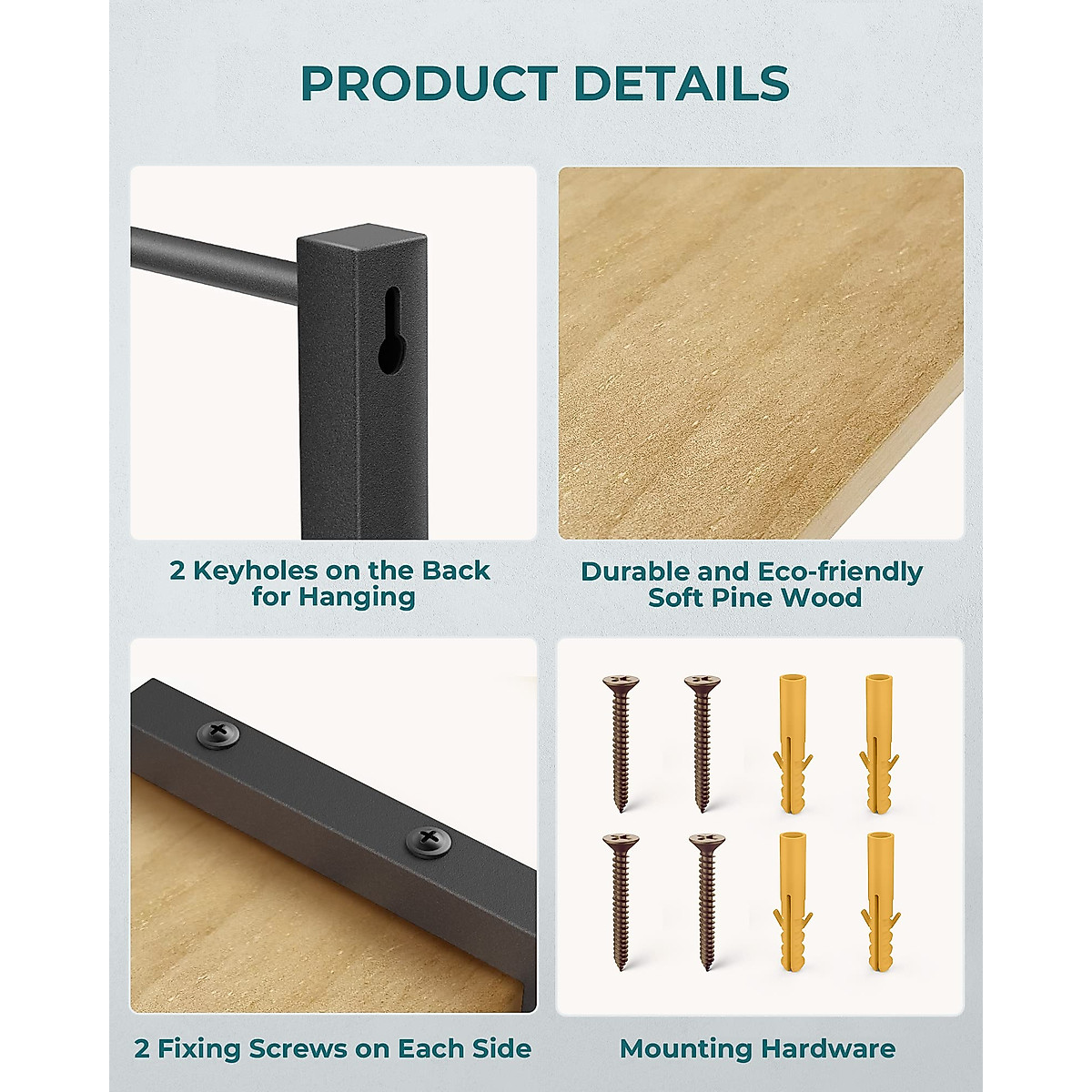 OROPY Spice Rack Wall Mounted, Rustic Wood Hanging Spice Rack over the Stove, Kitchen Wall Spice Rack, 2 Pack