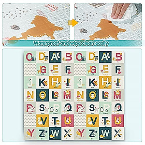 Gimars Baby Play Mat, Reversible and Foldable Baby Mat for Floor, 79 x 71 x 0.6" Extra Large Play Mat, Waterproof Foam Playmat for Babies, Infants, Toddlers, Play & Tummy Time