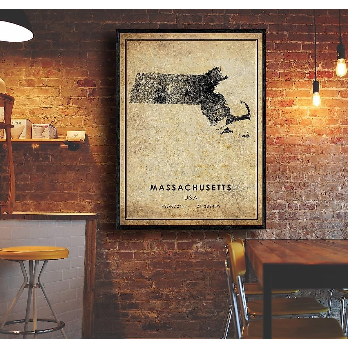 Massachusetts Vintage Map Print Massachusetts Map USA Map Art Massachusetts City Road Map Poster Vintage