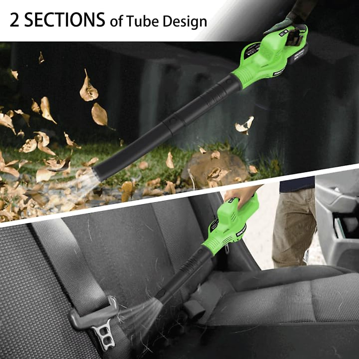 Leaf Blower Cordless, 20V Electric Blowers with 4000mAh Battery and Charger, 2 Speed Modes Lightweight Battery Powered Leaf Blowers for Lawn Care, Patio, Blowing Leaves,Grass