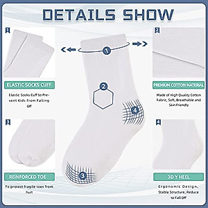 Kids Girls Boys Classics Athletic Cotton Soft Breathable School Uniform Seamless Crew Socks (10 Pairs White, 9-12 Years)