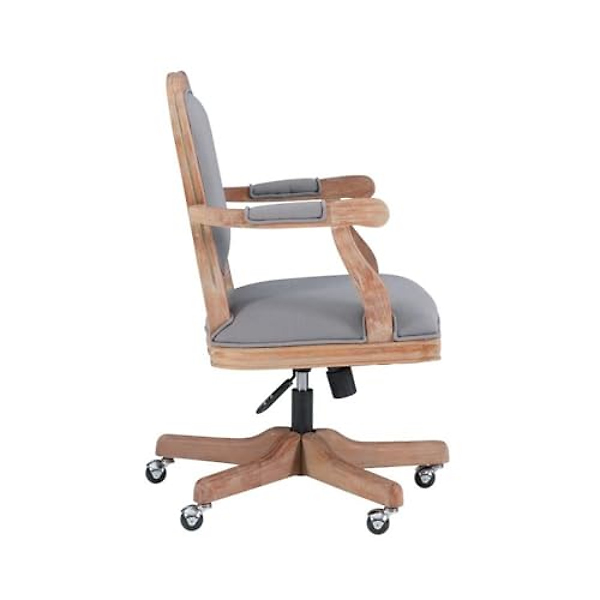 Riverbay Furniture 19" - 23" Seat Height Transitional Wood & Fabric Office Chair with Brushed Silver Casters, Gas Lift, Adjustable Height, Some Assembly Required, in Light Gray Finish