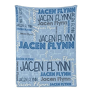 Dr.TOUGH Personalized Blankets for Kids Adults Personalized Name Blanket Custom Blanket with Name Gift for Christmas Birthday Valentines Day (Light Blue, 50” x 60”)