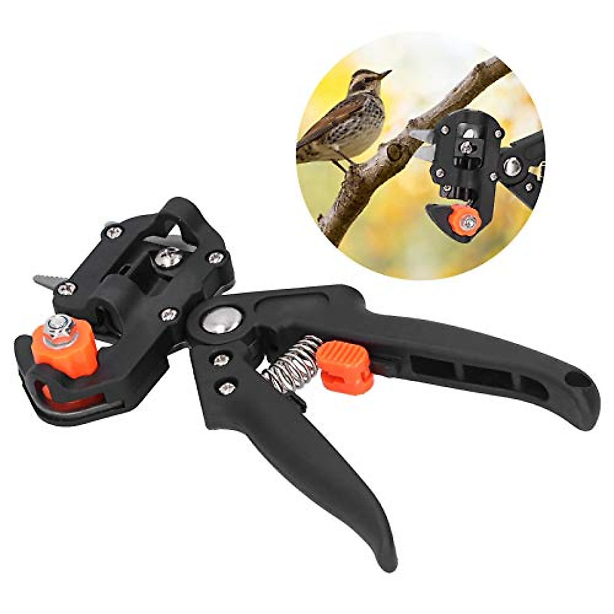 Okuyonic Tree Grafting Easy to Use ABS Material Garden Grafting Tool Set with a Storage Bag Graft Cutting Scissors for Gardening Grafting(Black)