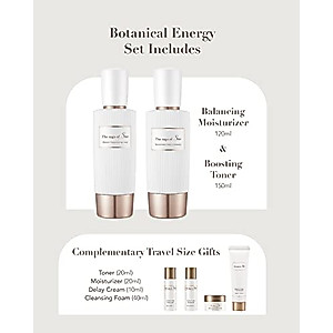 Sooryehan THE SAGA OF SOO BOTANICAL ENERGY - Korean Skincare Gift Set, Botanical Energy Boosting Toner, Balancing Moisturizer, Cream, Foam Cleanser (360 ml / 12.17 Fl Oz) by LG BEAUTY