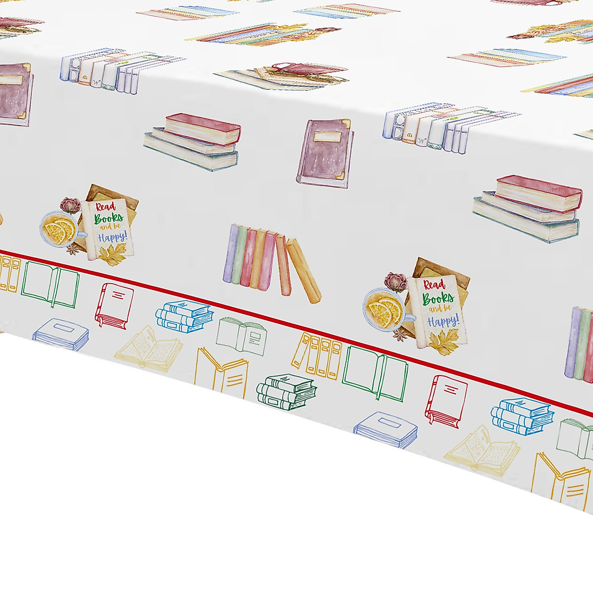 YJRJSC Book Themed Party Decorations Tablecloth - Disposable Books Book Club Birthday Party Supplies Tablecover, Book Library Reading Theme Baby Shower Decorations Table Cloth - 3 Pcs(54in x 108in)