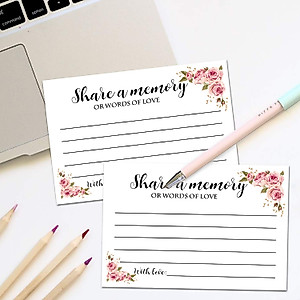 Giftideaworkshop 50 Floral Share A Memory Cards for Celebration of Life Birthday Anniversary Memorial Funeral Graduation Bridal Shower Game, Guest Book Ideas, and Alternatives.4x6 Inches