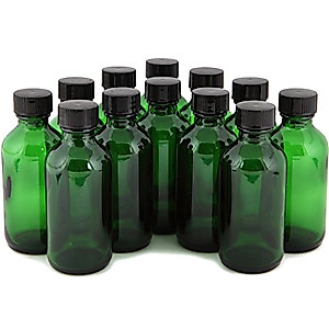 Vivaplex, 12, Green, 2 oz Glass Bottles, with Lids