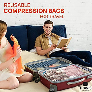 Vacuum Packing Bags for Travel - No Vacuum Reusable Large Sealed Space & Storage Saver Compression Packing, 2 Pack