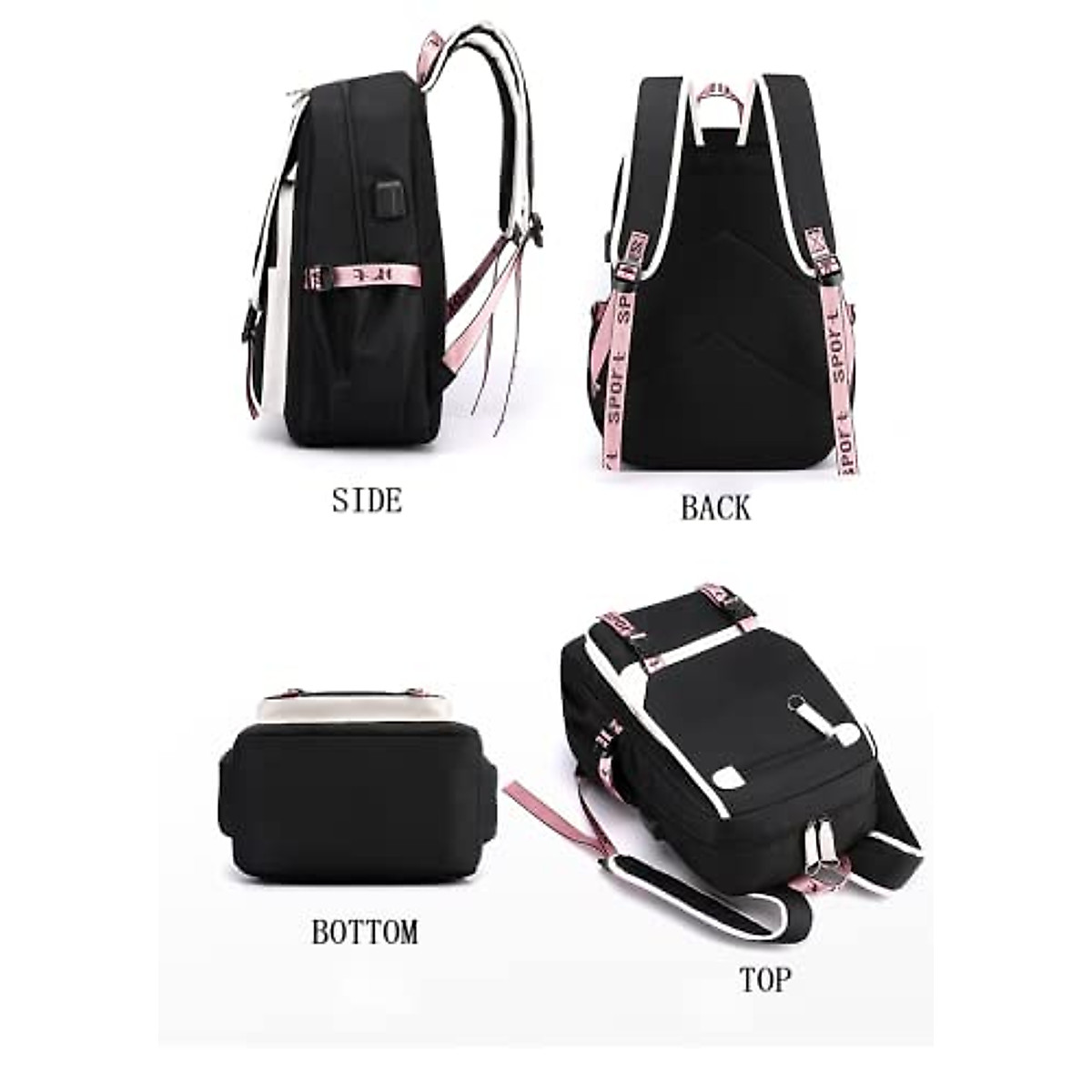 HXUANYU Backpack for Girls usb Backpack Suitable as Girls School Bags Girls Laptop Bag (black)
