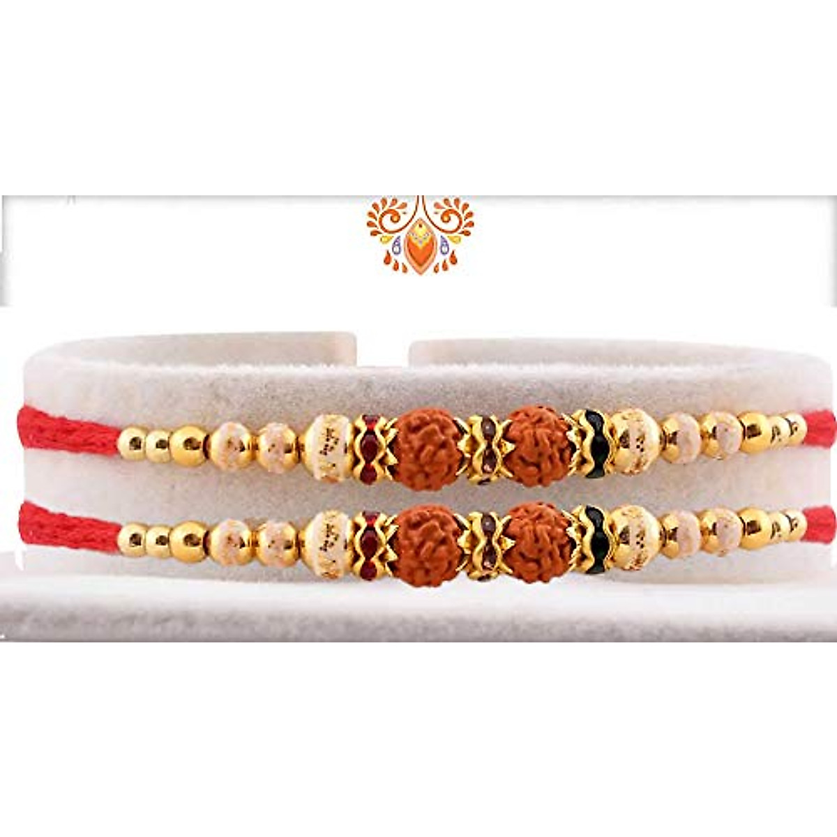 Rakhi for Brother Rakhi Set of 2 Rudraksha Rakhee Thread Bracelet for Bhai Bhaiya- Indian Rakhi Raksha Bandhan Festival