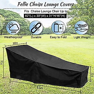 Fellie Cover 82-inch Patio Chaise Lounge Covers, Durable Outdoor Chaise Lounge Covers Water Resistant